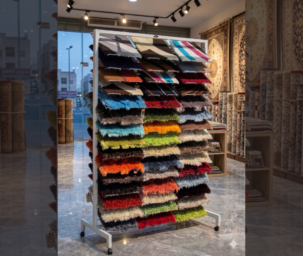 Carpet Showroom Rack with Customizable Shelves and Logo - ARS Display ...